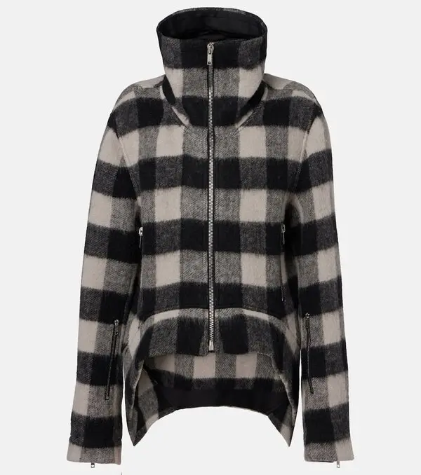 Rick Owens Exploder Checked Virgin Wool Jacket - Black