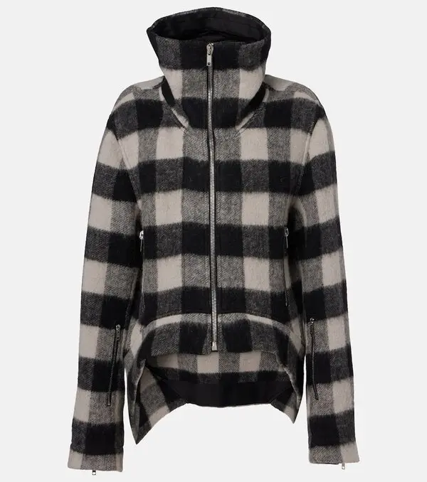 Rick Owens Exploder Checked Virgin Wool Jacket - Black