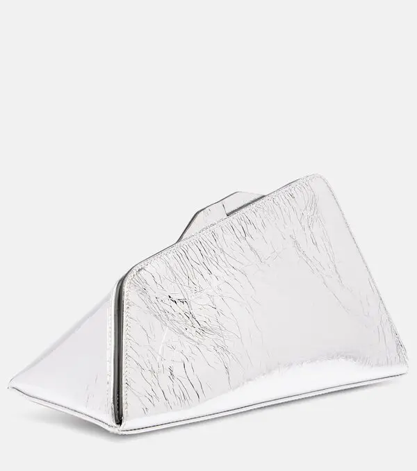 Attico 8.30 Pm Oversized Leather Clutch - Silver