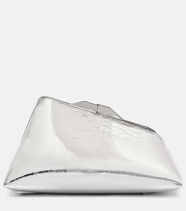 Attico 8.30 Pm Oversized Leather Clutch - Silver