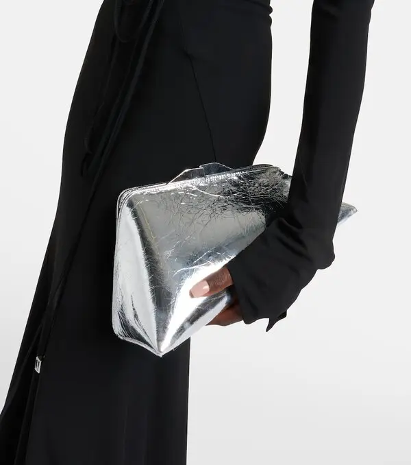 Attico 8.30 Pm Oversized Leather Clutch - Silver