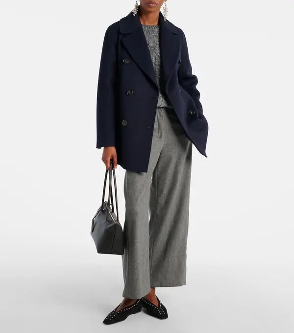 Max Mara Floria Virgin Wool Wide-leg Pants - Grey