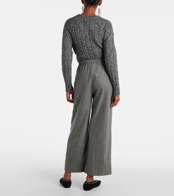 Max Mara Floria Virgin Wool Wide-leg Pants - Grey