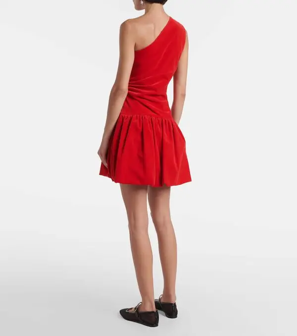 PATOU One-shoulder Cotton Mini Dress - Red