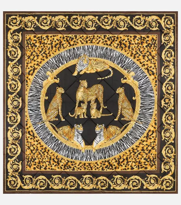 Versace Wild Cats Cotton Satin Throw - Black