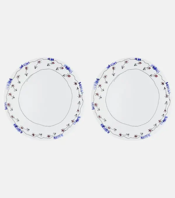 SERAX Midnight Flowers Anemone Milk Set Of 2 Starter Plates Marni - Multicoloured