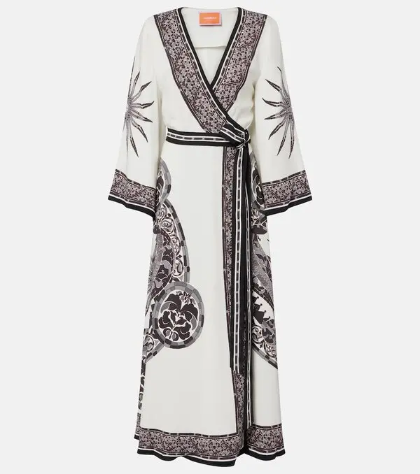 La DoubleJ Printed Wrap Dress - White
