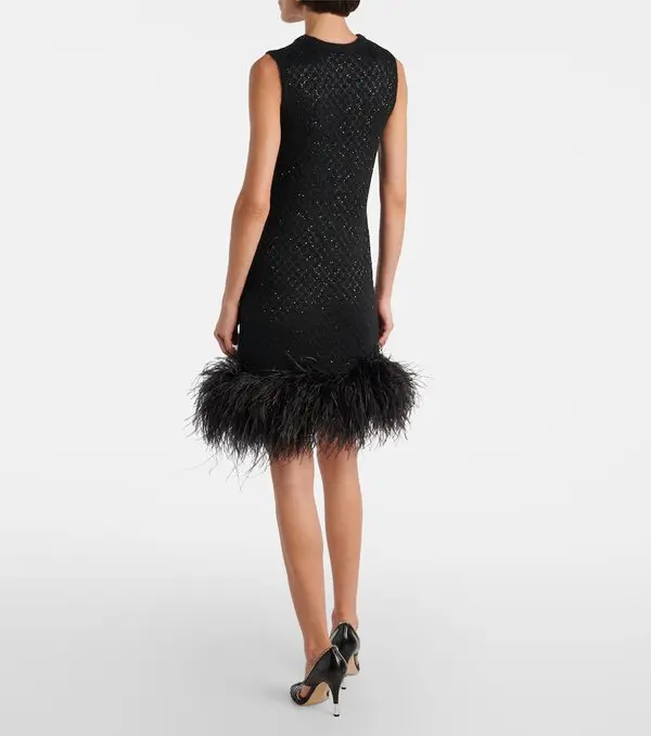 Max Mara Novara Feather-trimmed Minidress