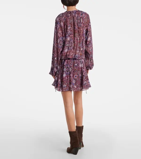 MARANT ETOILE Bess Floral Shirred Minidress - Purple