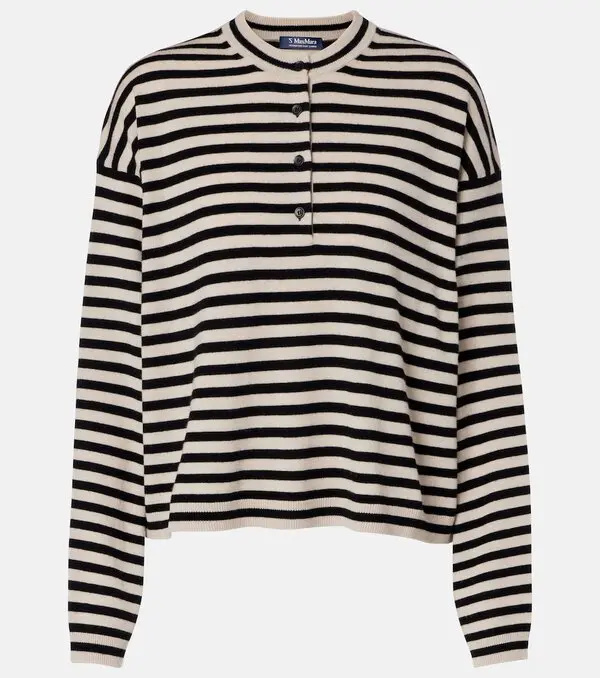 Max Mara Balia Striped Wool Sweater - Black