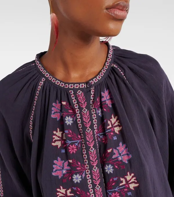 MARANT ETOILE Lynne Embroidered Cotton Blouse