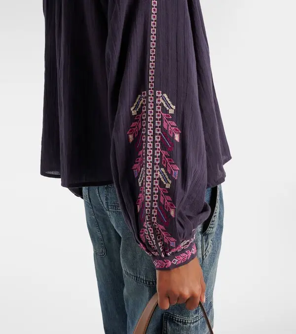 MARANT ETOILE Lynne Embroidered Cotton Blouse