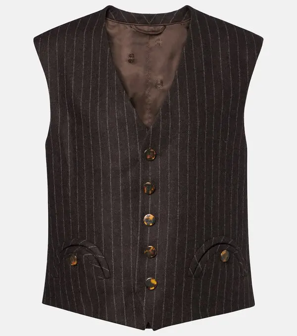BLAZÉ MILANO Feral Pinstripe Vest - Brown