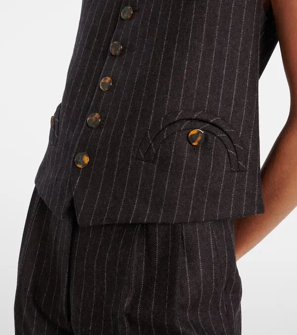 BLAZÉ MILANO Feral Pinstripe Vest - Brown