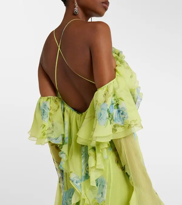 Blumarine Floral Silk Crêpe Gown