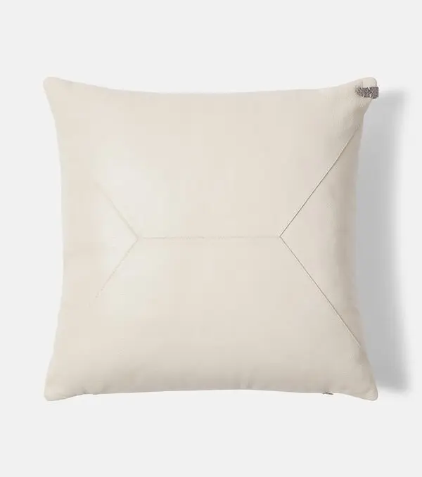 Brunello Cucinelli Monili Leather Cushion - Beige