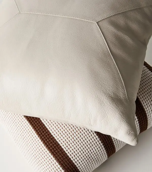 Brunello Cucinelli Monili Leather Cushion - Beige