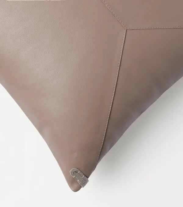 Brunello Cucinelli Monili Leather Cushion - Beige