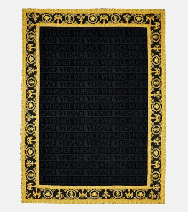 Versace I Love Baroque Cotton Terry Beach Towel - Black