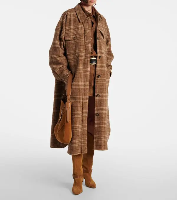 MARANT ETOILE Gislene Checked Virgin Wool Coat