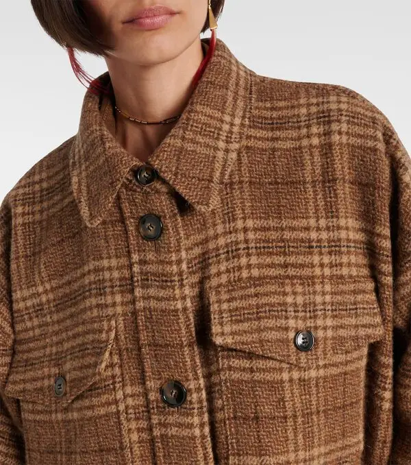 MARANT ETOILE Gislene Checked Virgin Wool Coat
