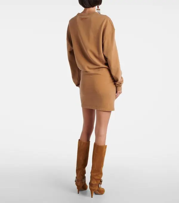 MARANT ETOILE Gathered Cotton Sweatshirt Dress - Beige