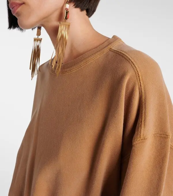 MARANT ETOILE Gathered Cotton Sweatshirt Dress - Beige