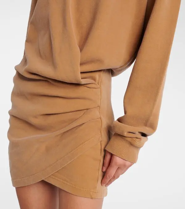MARANT ETOILE Gathered Cotton Sweatshirt Dress - Beige