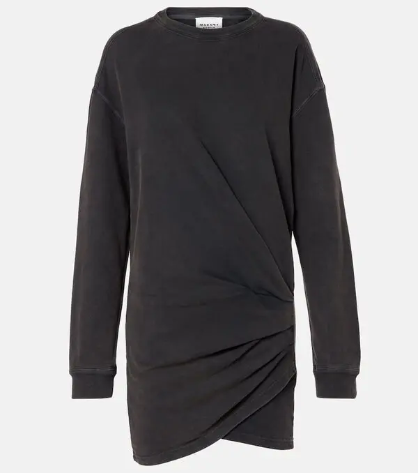 MARANT ETOILE Pipper Gathered Cotton Sweatshirt Dress - Black