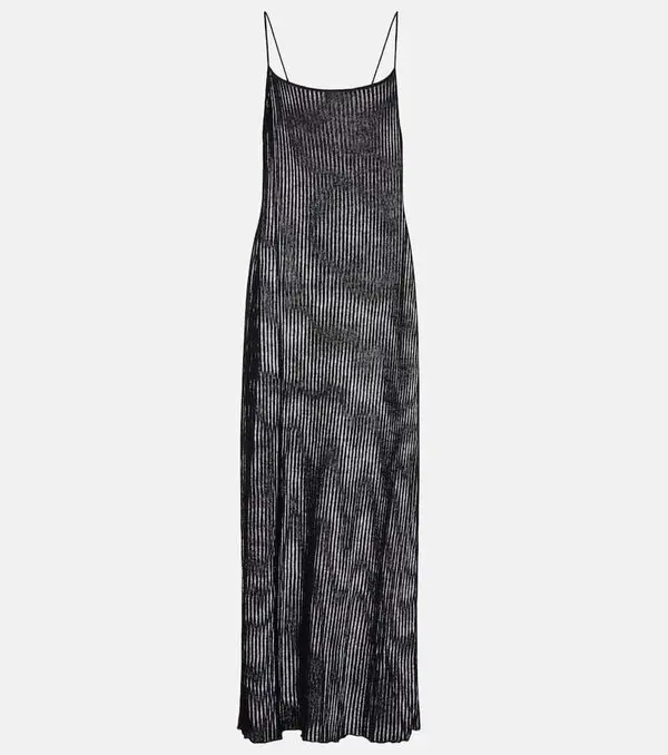 THE FRANKIE SHOP Sienna Semi-sheer Linen Maxi Dress - Black