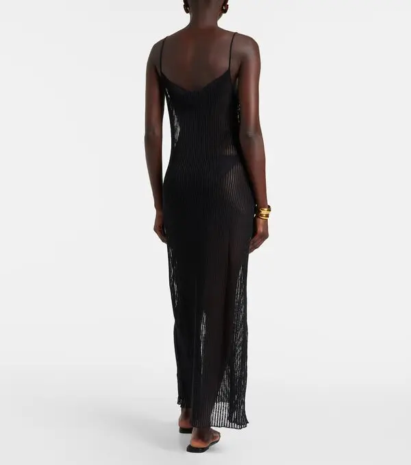 Buy THE FRANKIE SHOP Sienna Semi-sheer Linen Maxi Dress - Black At 50% Off  | Editorialist