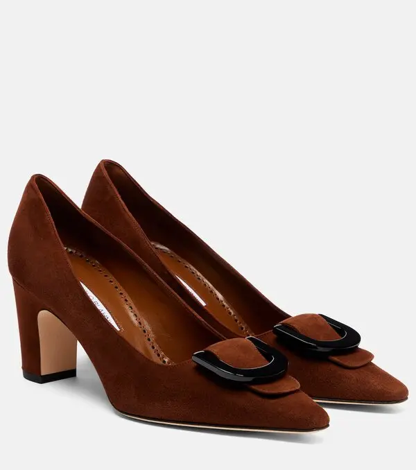 Manolo Blahnik Beti 70 Suede Pumps - Brown