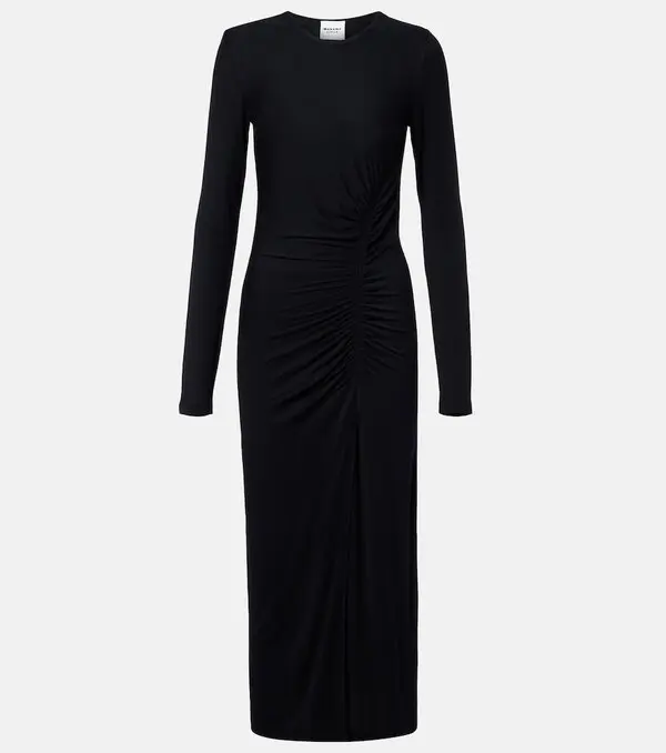 MARANT ETOILE Jelina Gathered Jersey Maxi Dress - Black