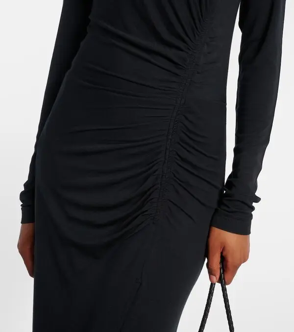MARANT ETOILE Jelina Gathered Jersey Maxi Dress - Black