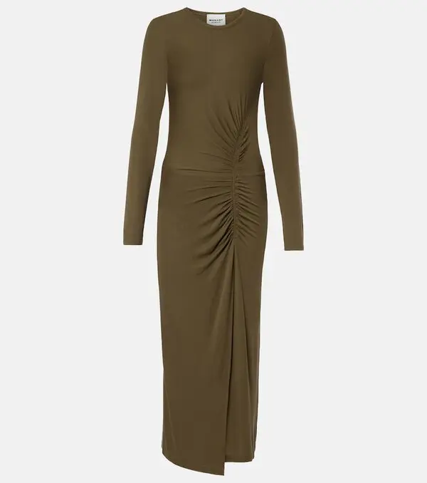 MARANT ETOILE Gathered Jersey Maxi Dress - Green
