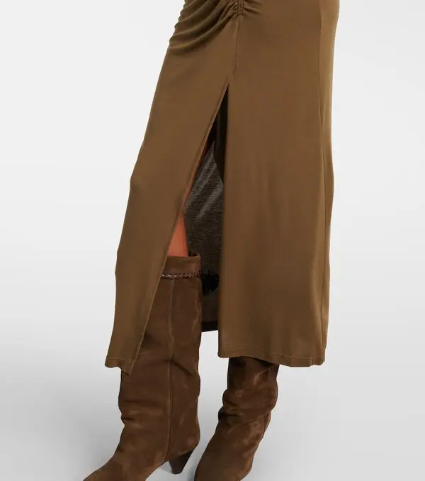 MARANT ETOILE Gathered Jersey Maxi Dress - Green