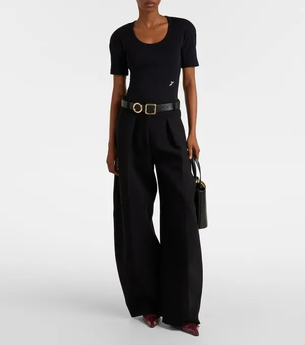 Jacquemus Embroidered Cotton Bodysuit - Black