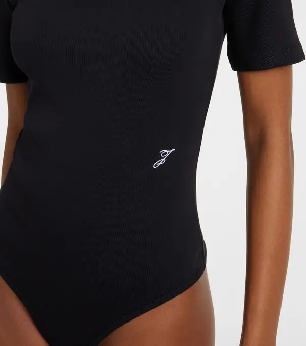 Jacquemus Embroidered Cotton Bodysuit - Black