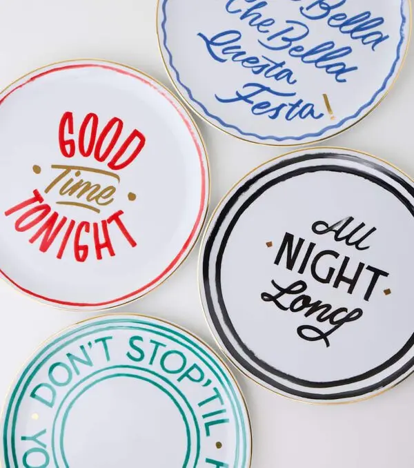 BITOSSI The Club Set Of 4 Pizza Plates - Multicoloured