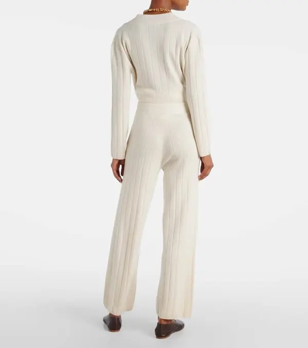Max Mara Jardin Ribbed-knit Cashmere Sweatpants - White