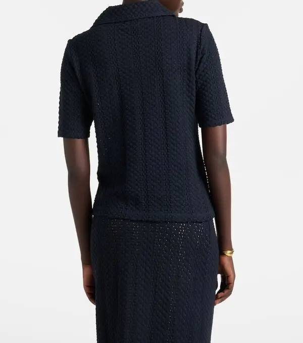 Vince Open-knit Cotton Polo Shirt