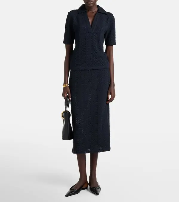 Vince Open-knit Cotton Polo Shirt