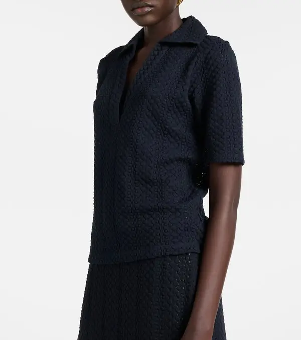 Vince Open-knit Cotton Polo Shirt