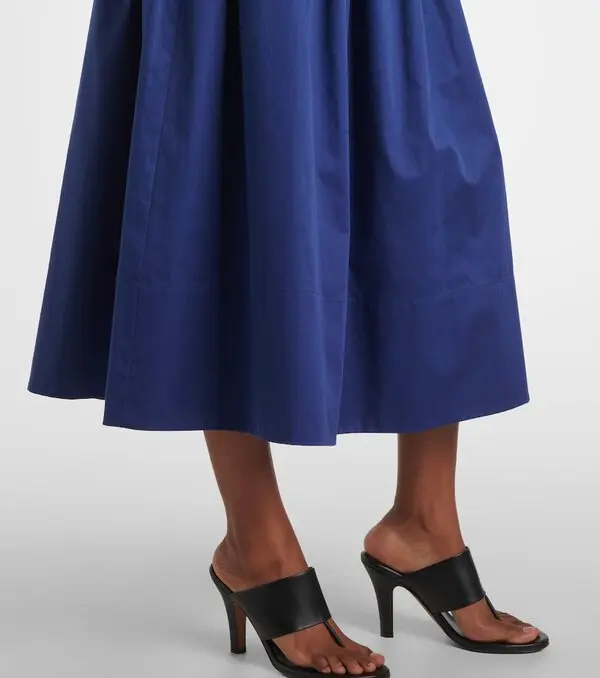 JOSEPH Leonie Cotton Satin Midi Skirt - Blue