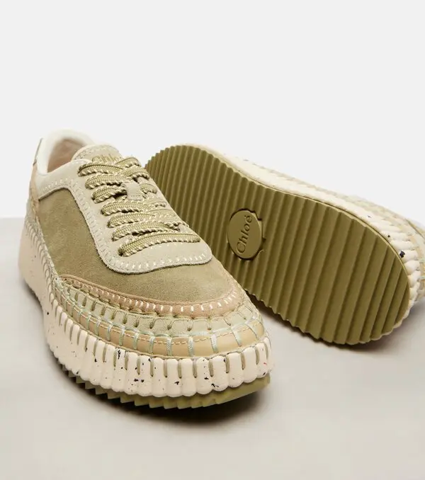Chloé Nama Suede Sneakers - Green