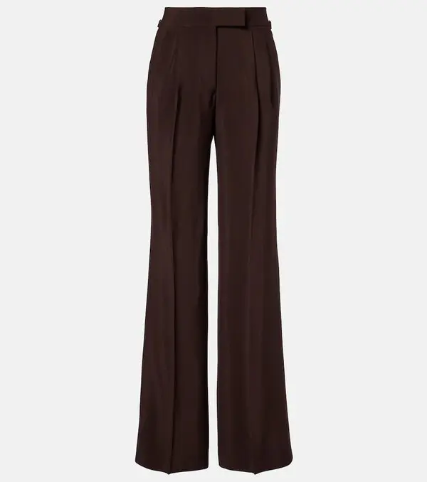 TOM FORD Pleated High-rise Wide-leg Pants - Brown