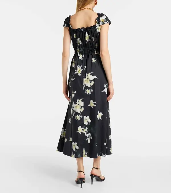 Altuzarra Floral Cotton-blend Midi Dress - Black