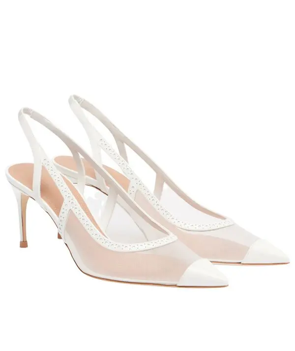 MALONE SOULIERS Aubrey 70 Mesh Slingback Pumps - White