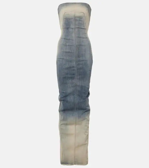 Rick Owens Denim Bustier Dress - Beige