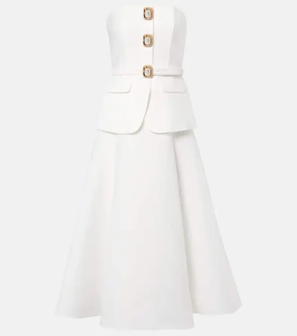 SELF-PORTRAIT Bridal Strapless Taffeta Midi Dress
